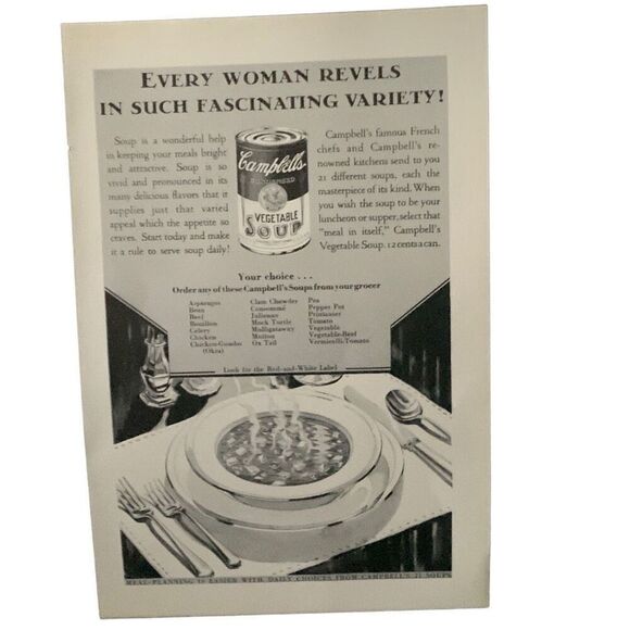 Campbell’S | Accents | Vintage 93campbells Soup Vegetable Woman Revels ...